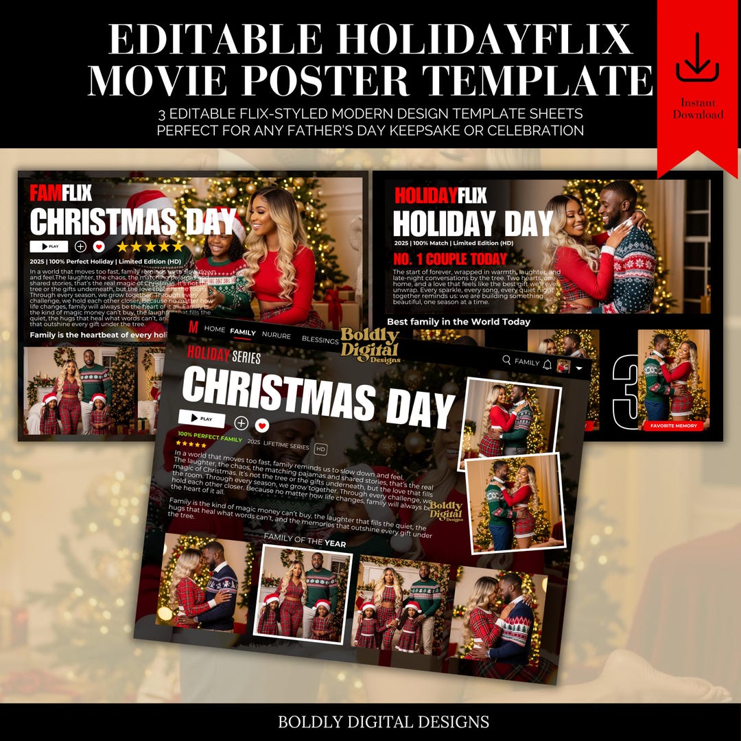 Holiday Movie Poster Template, Custom Movie Poster Canva Template ...