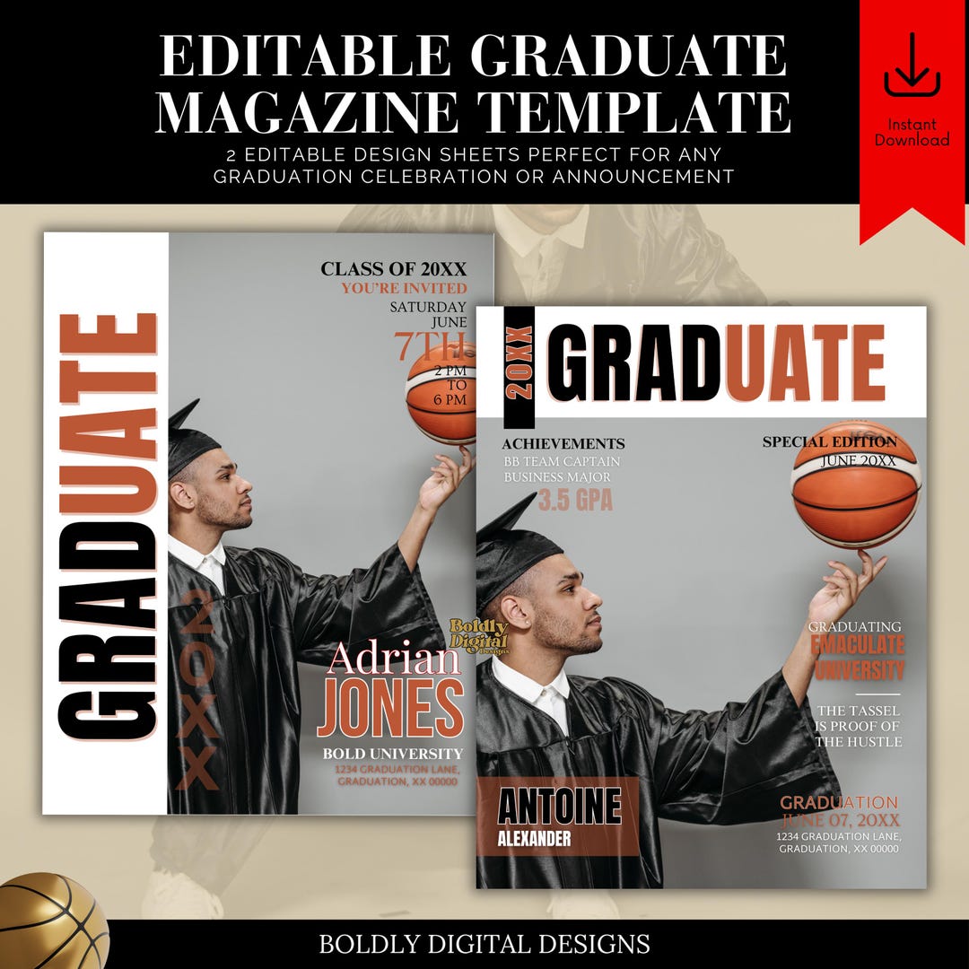 Graduation Magazine Template Bundle, 2025 Graduation, Senior Class of ...