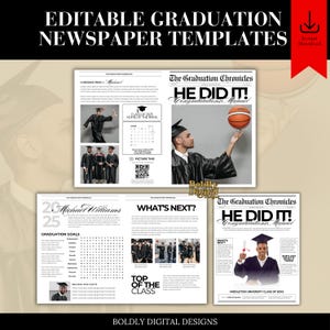 Graduation Newspaper Template | Graduation Invitation | Printable Grad ...
