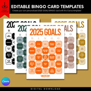 2025 Bingo Card, 2025 Vision Board, New Year Resolution, New Year Goals ...