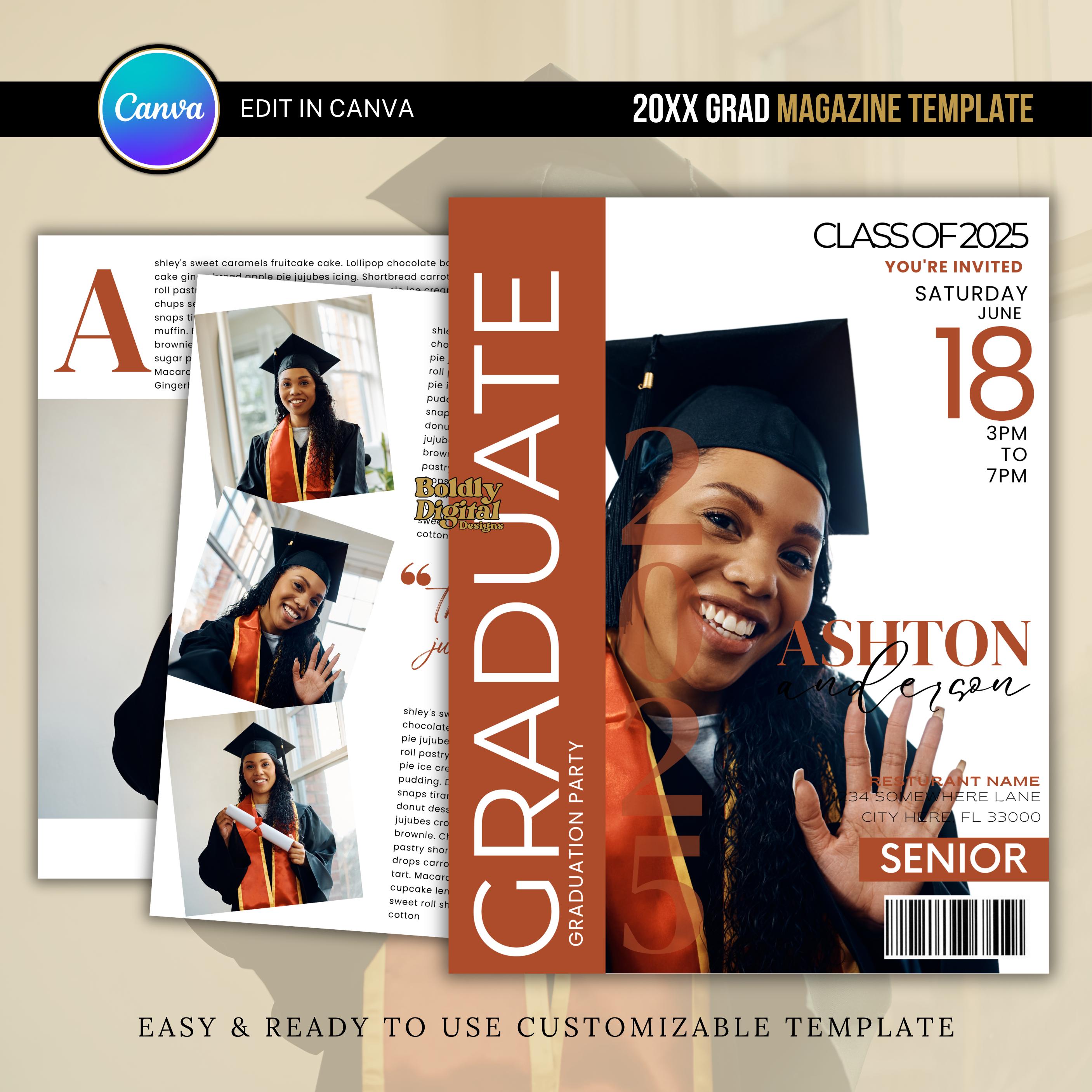 Graduation Magazine Template Bundle, 2025 Graduation, Senior Class of ...
