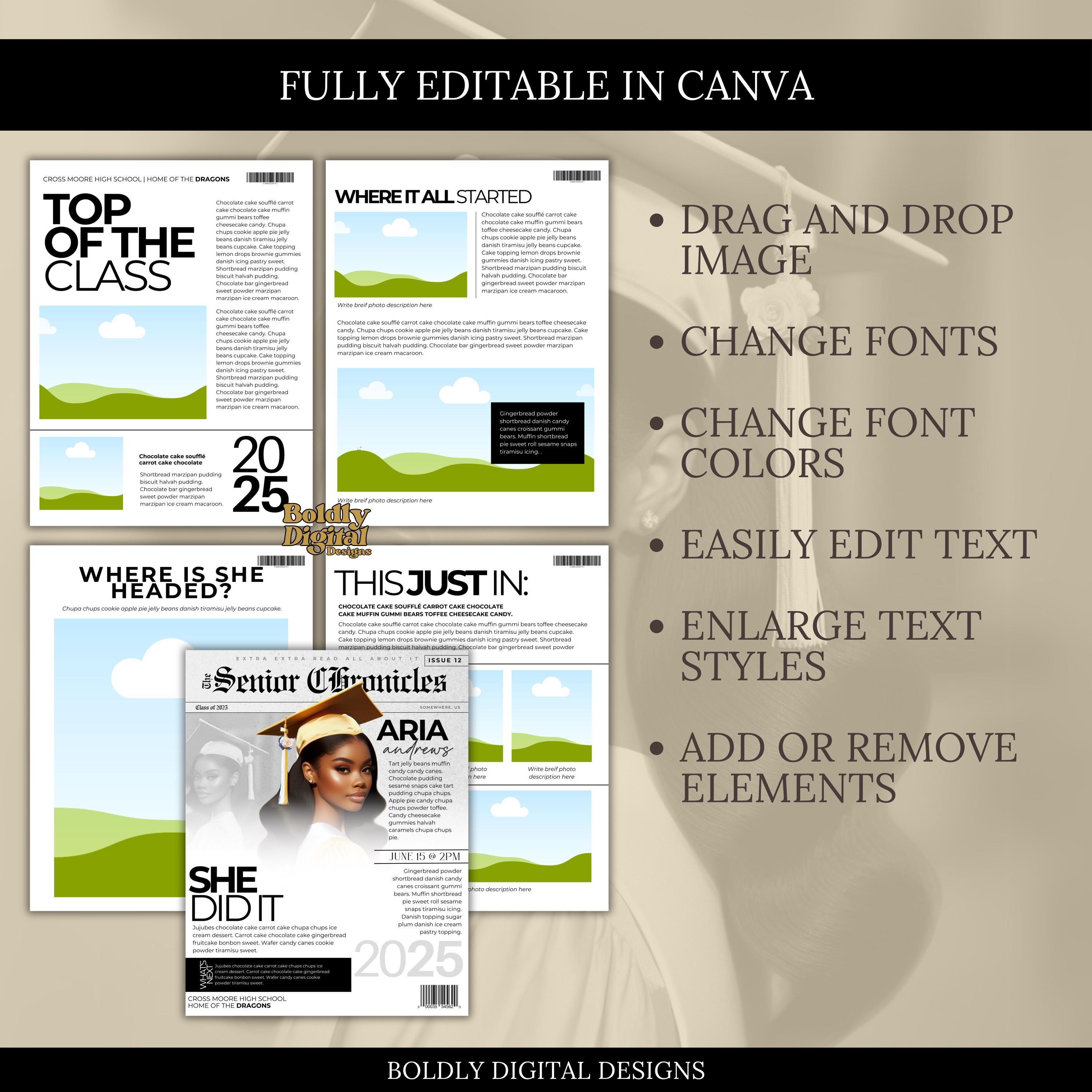 Graduation Magazine Template, 2025 Senior Graduation Magazine Booklet ...