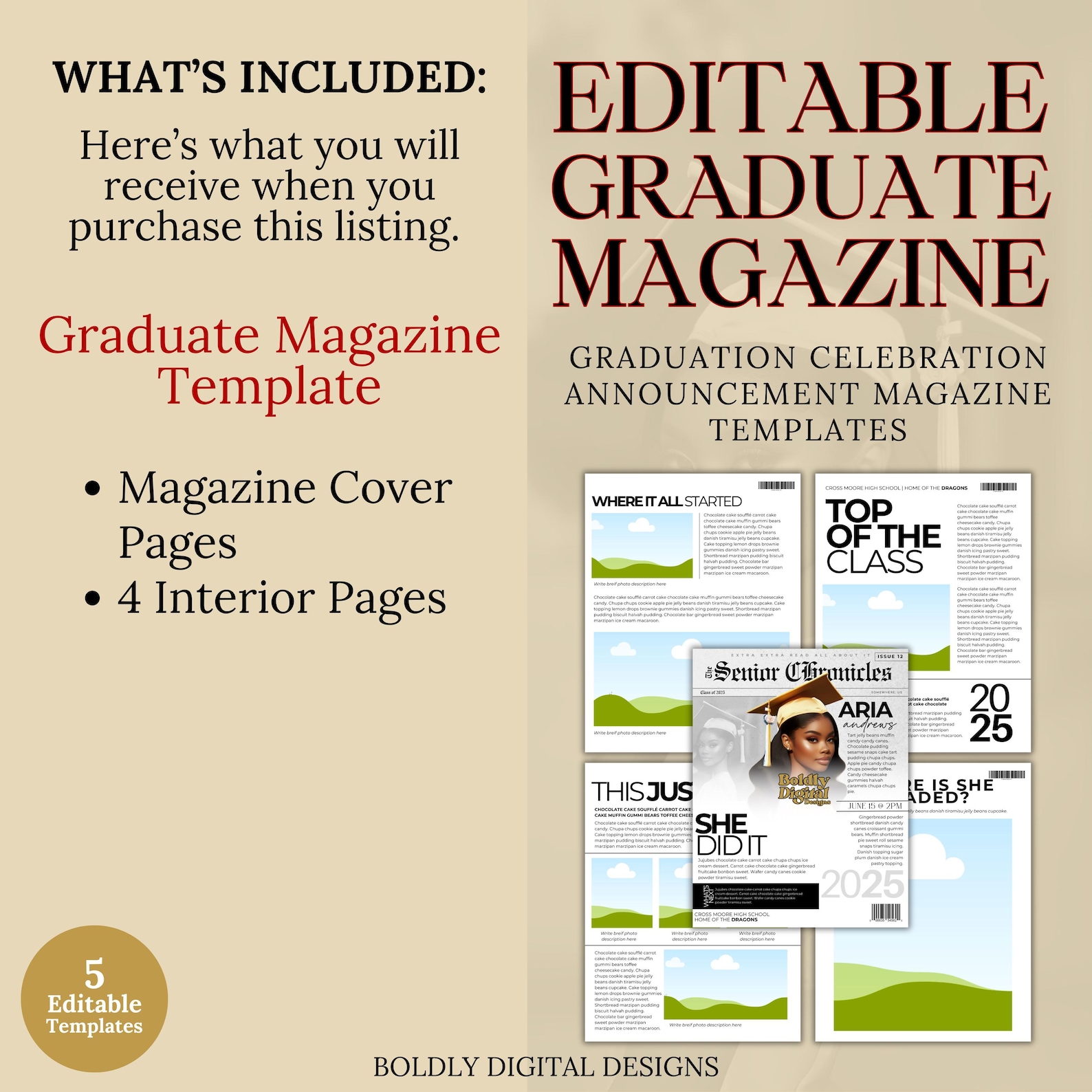 Graduation Magazine Template, 2025 Senior Graduation Magazine Booklet ...