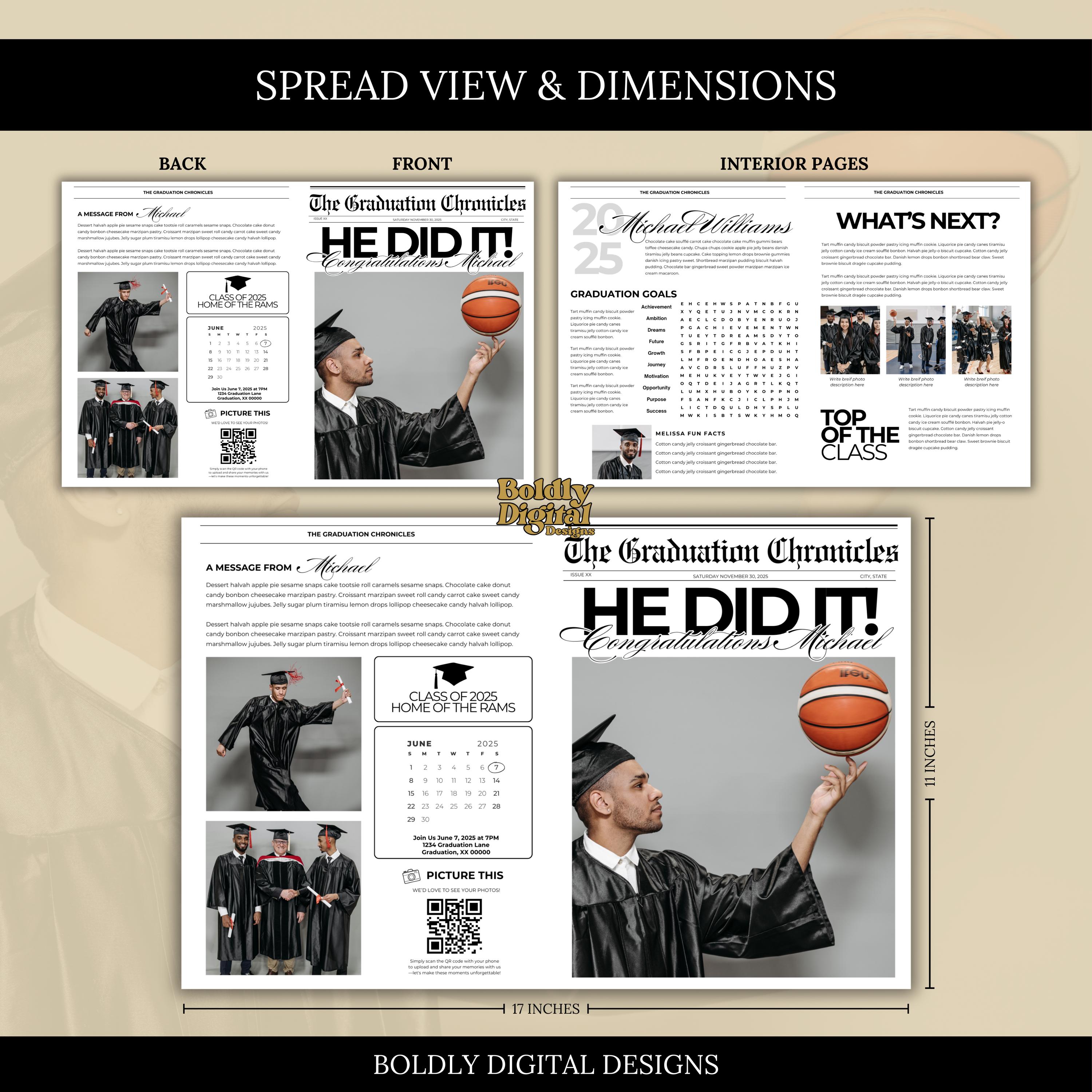Graduation Newspaper Template | Graduation Invitation | Printable Grad ...