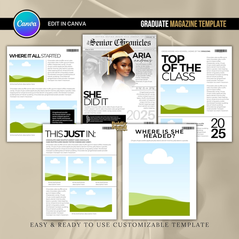 Graduation Magazine Template, 2025 Senior Graduation Magazine Booklet ...