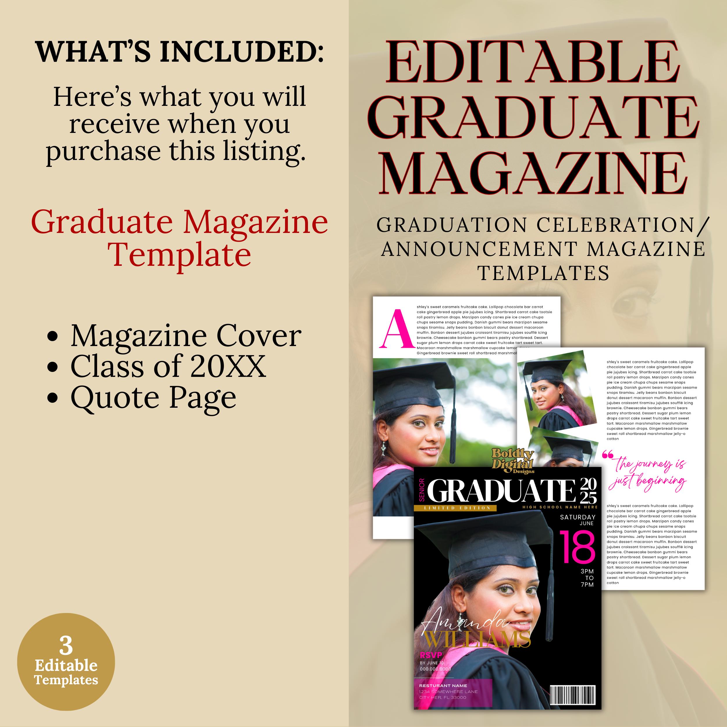 Graduation Magazine Template, 2025 Graduation, Magazine Graduation ...