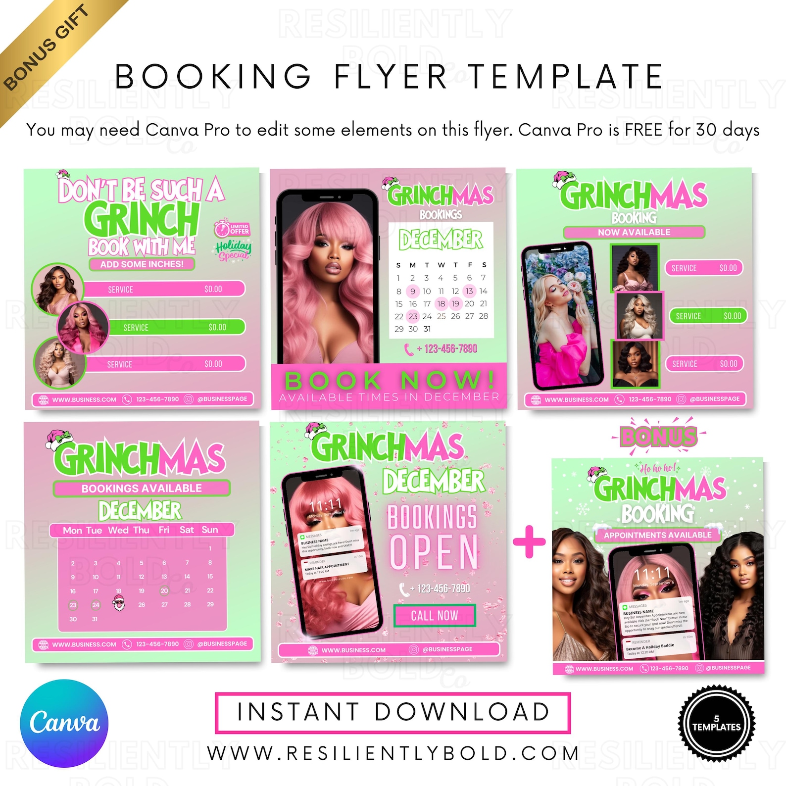 Grinchmas Bookings Social Media Flyer, Accepting Bookings Template ...