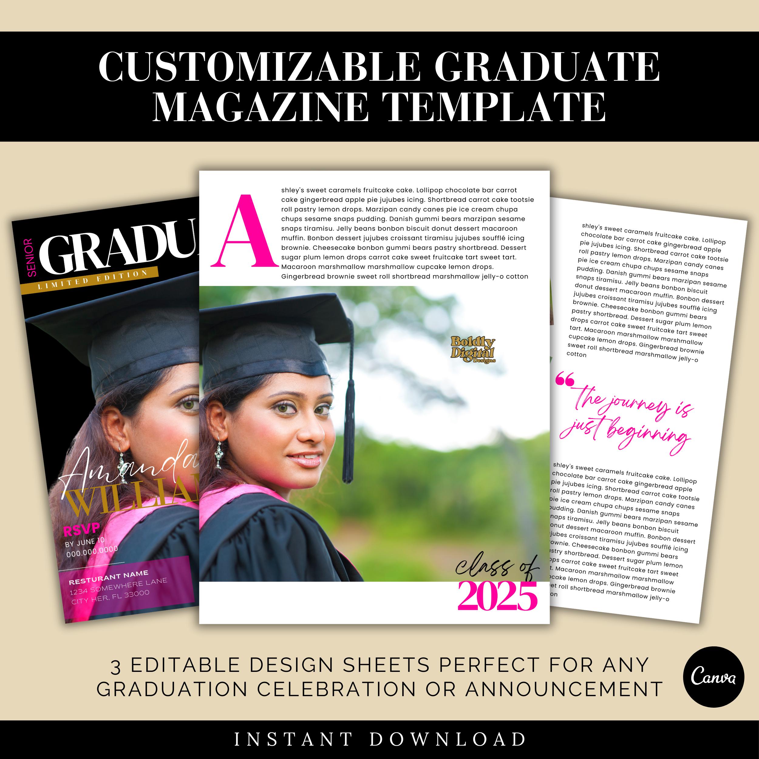 Graduation Magazine Template, 2025 Graduation, Magazine Graduation ...