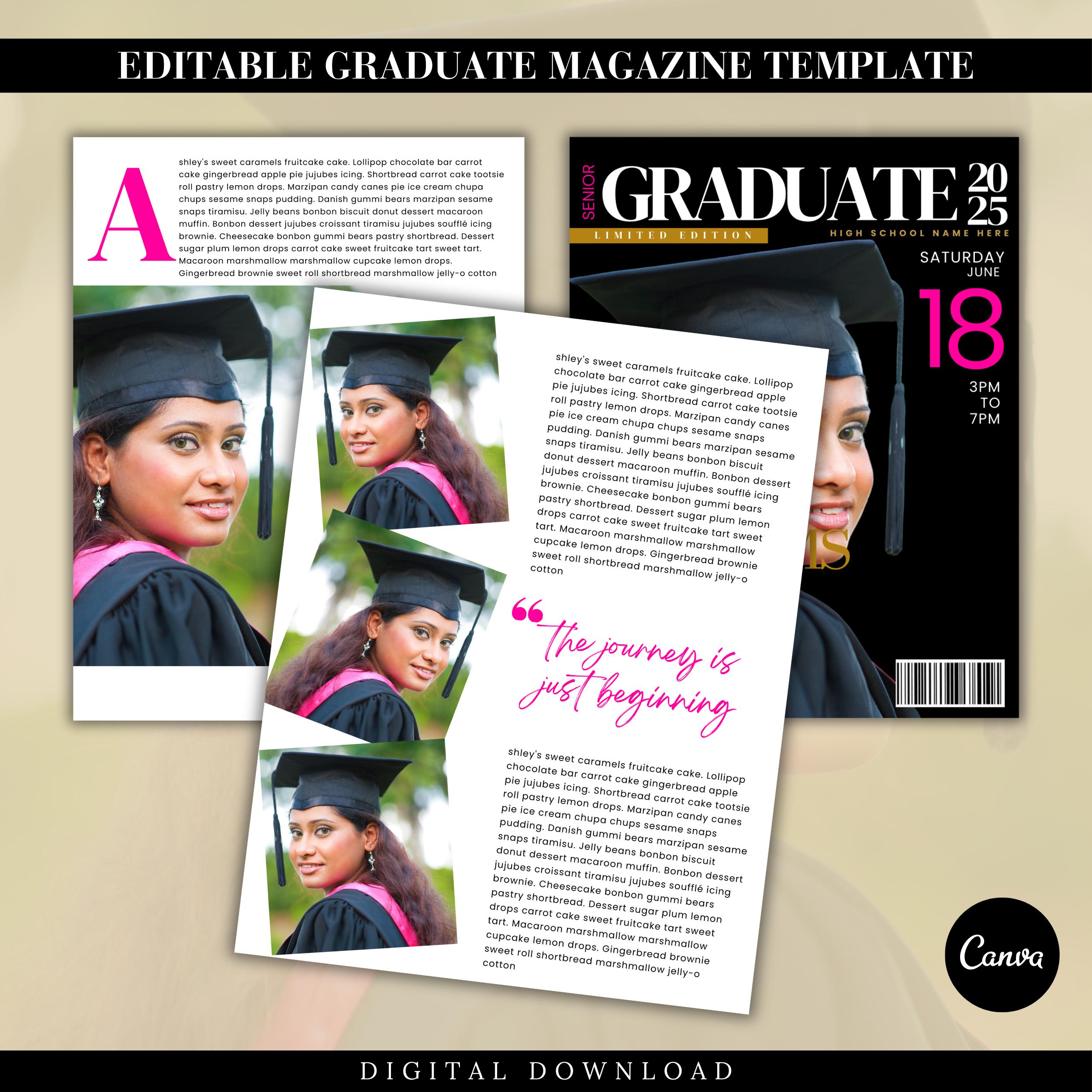 Graduation Magazine Template, 2025 Graduation, Magazine Graduation ...