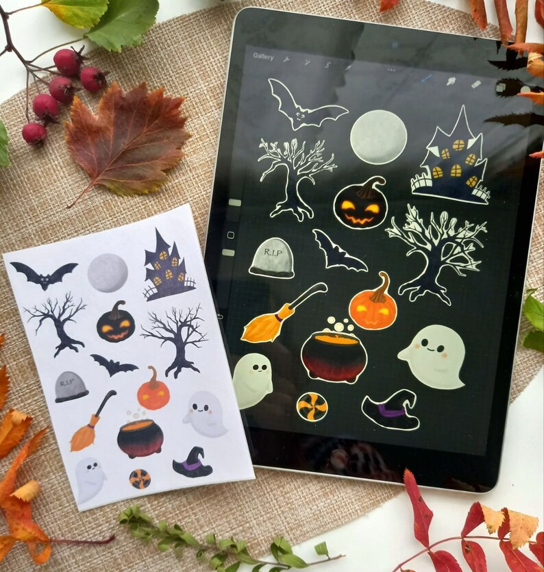 Digital Clipart Halloween and Halloween Stickers Png. - Etsy