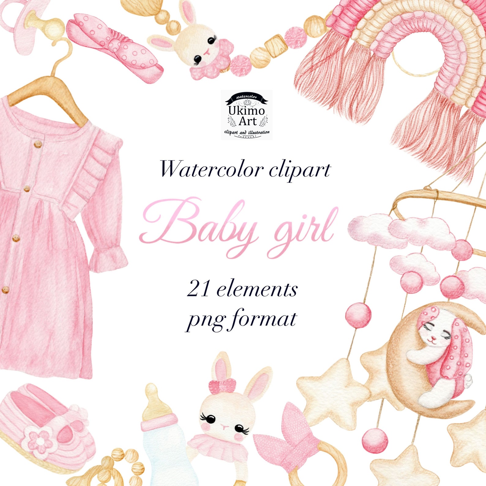 Watercolor Clipart Baby Girl, Png. - Etsy