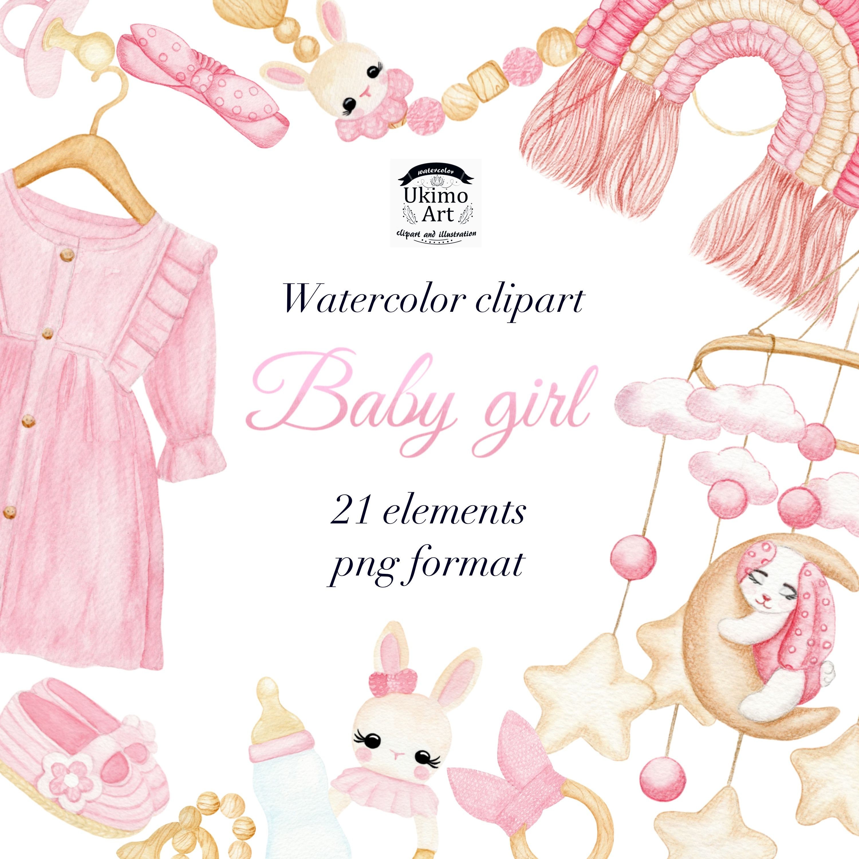 Watercolor Clipart Baby Girl, Png. - Etsy