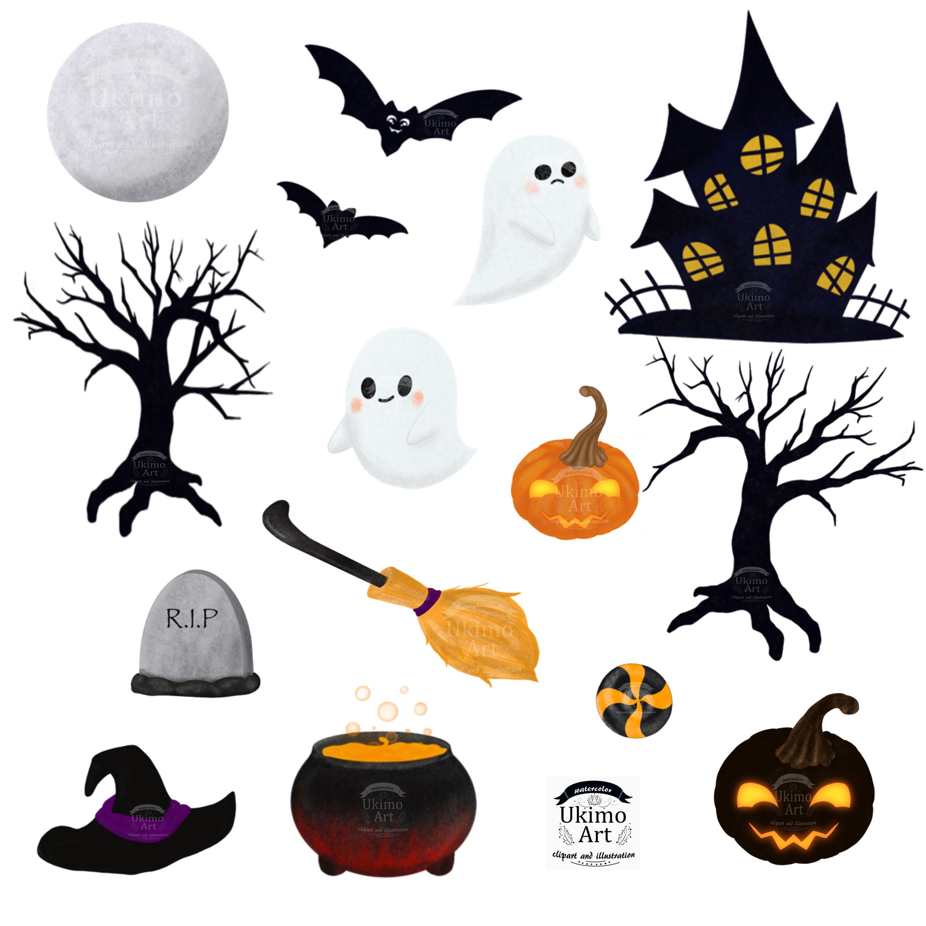 Digital Clipart Halloween and Halloween Stickers Png. - Etsy