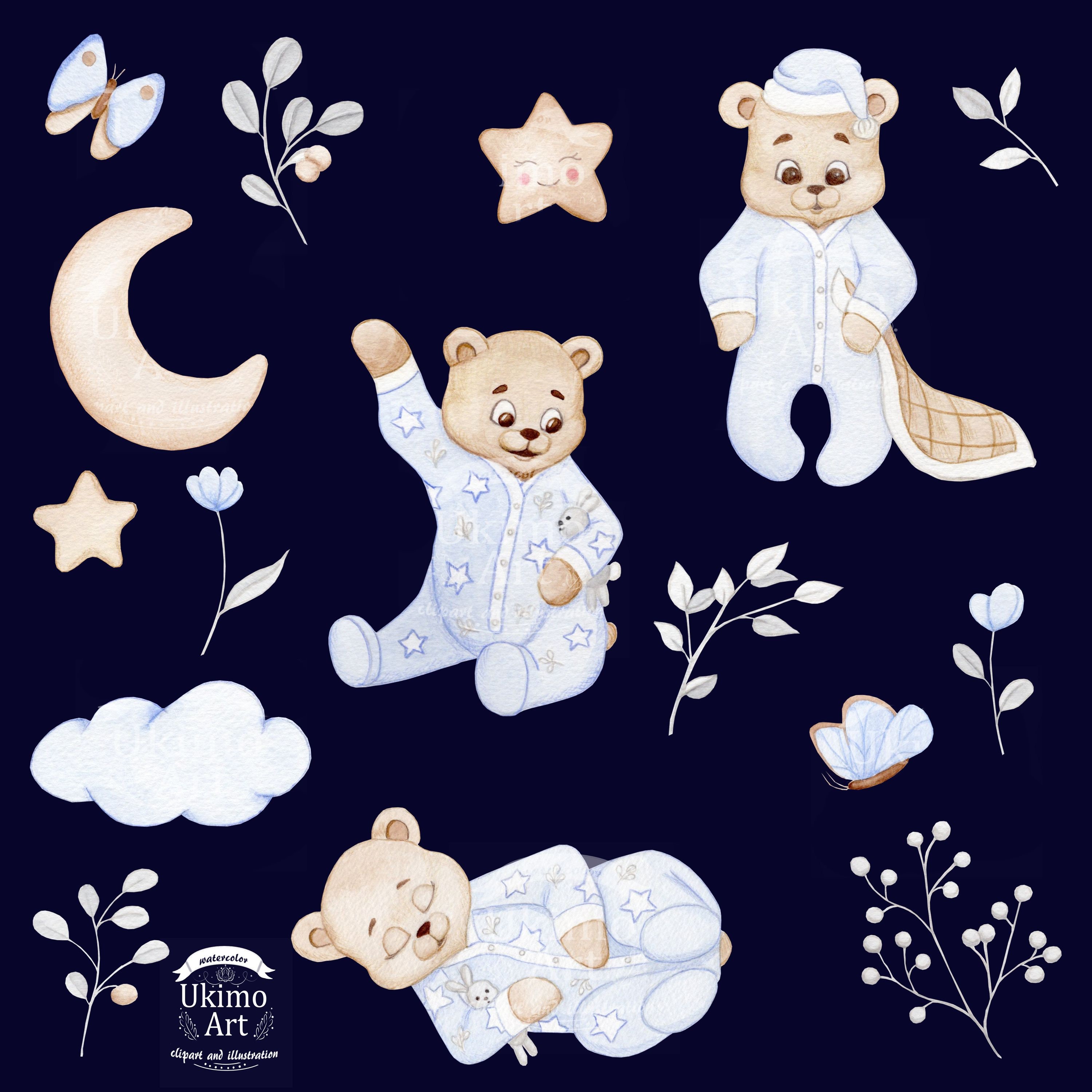 Sweet Dream Watercolor Clipart, Hand Painted. Includes 16 Elements ...