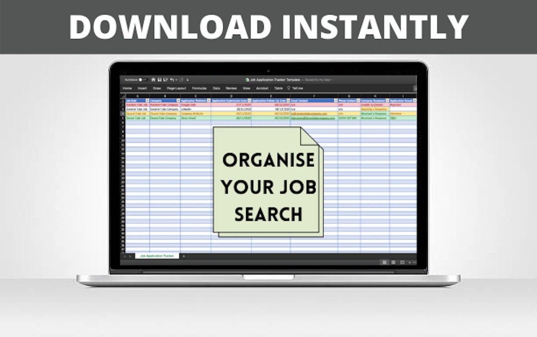 Job Application Tracker Template (excel Spreadsheet | Instant Digital ...