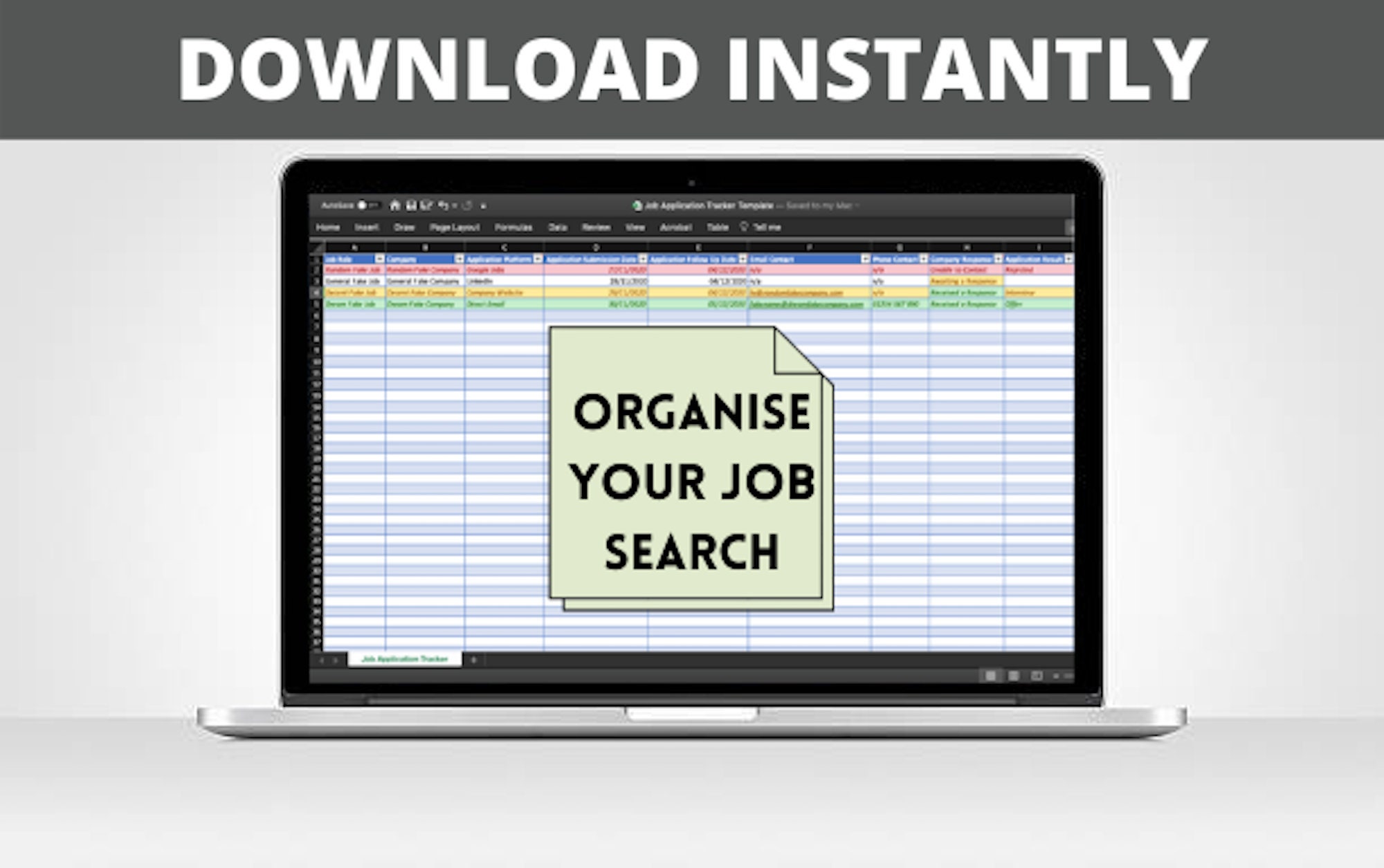 Job Application Tracker Template (excel Spreadsheet | Instant Digital ...