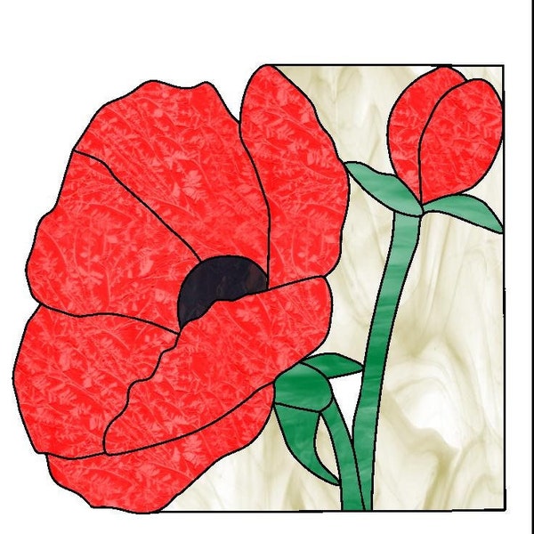 Stained Glass Poppy - Etsy