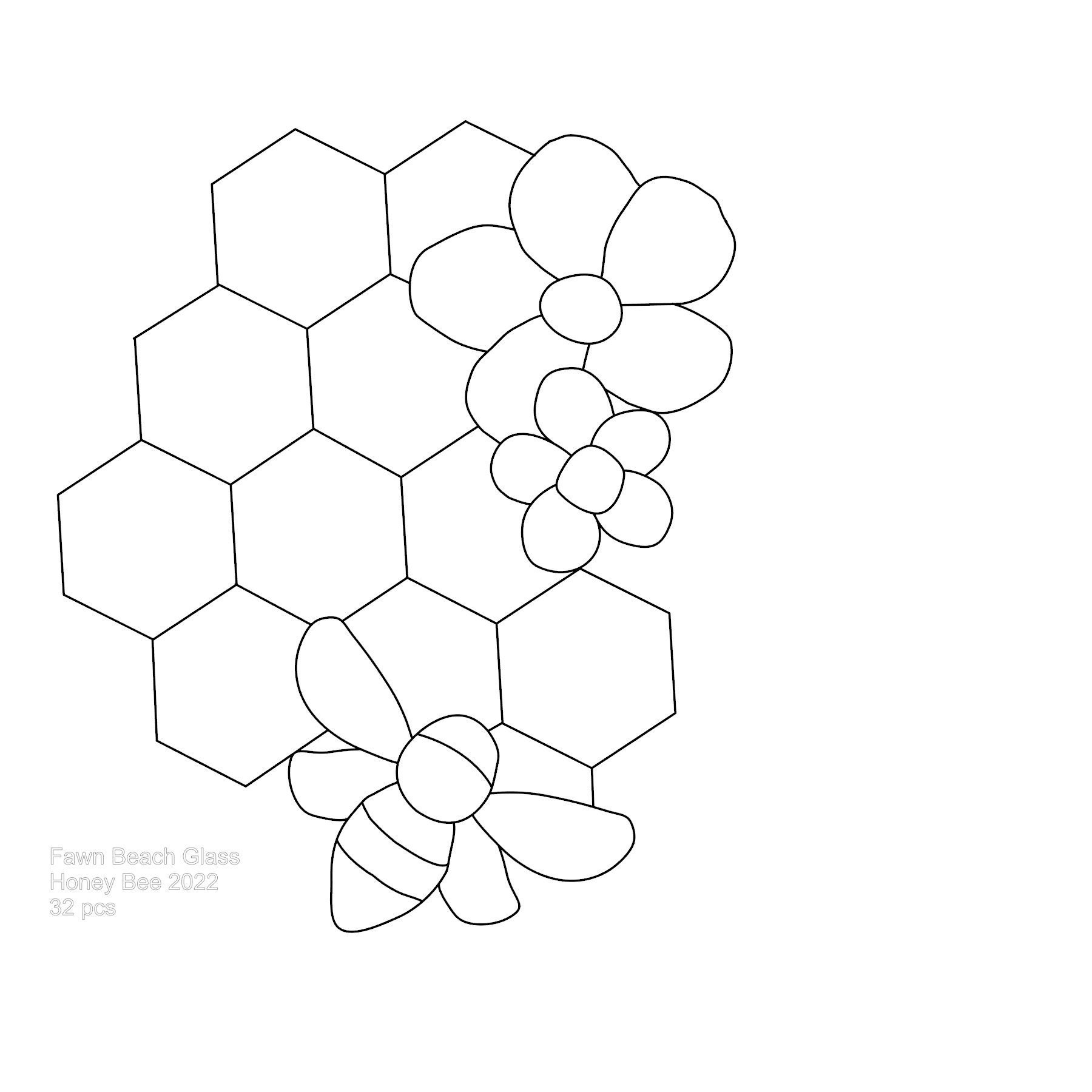 Honey Bee Stained Glass Digital Pattern, Honey Comb, SVG, PNG, JPEG ...