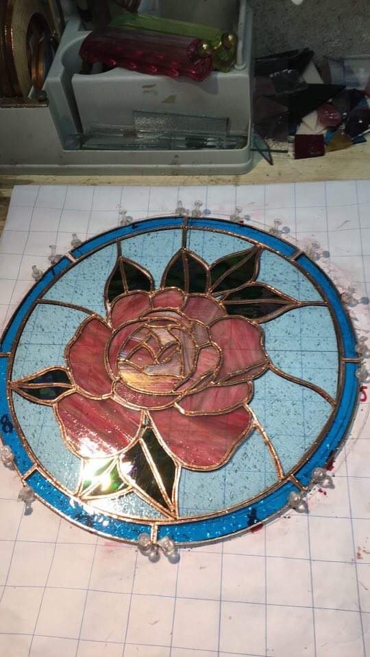 Rose STAINED GLASS PATTERN Mothers Gift Sweetheart Stained - Etsy