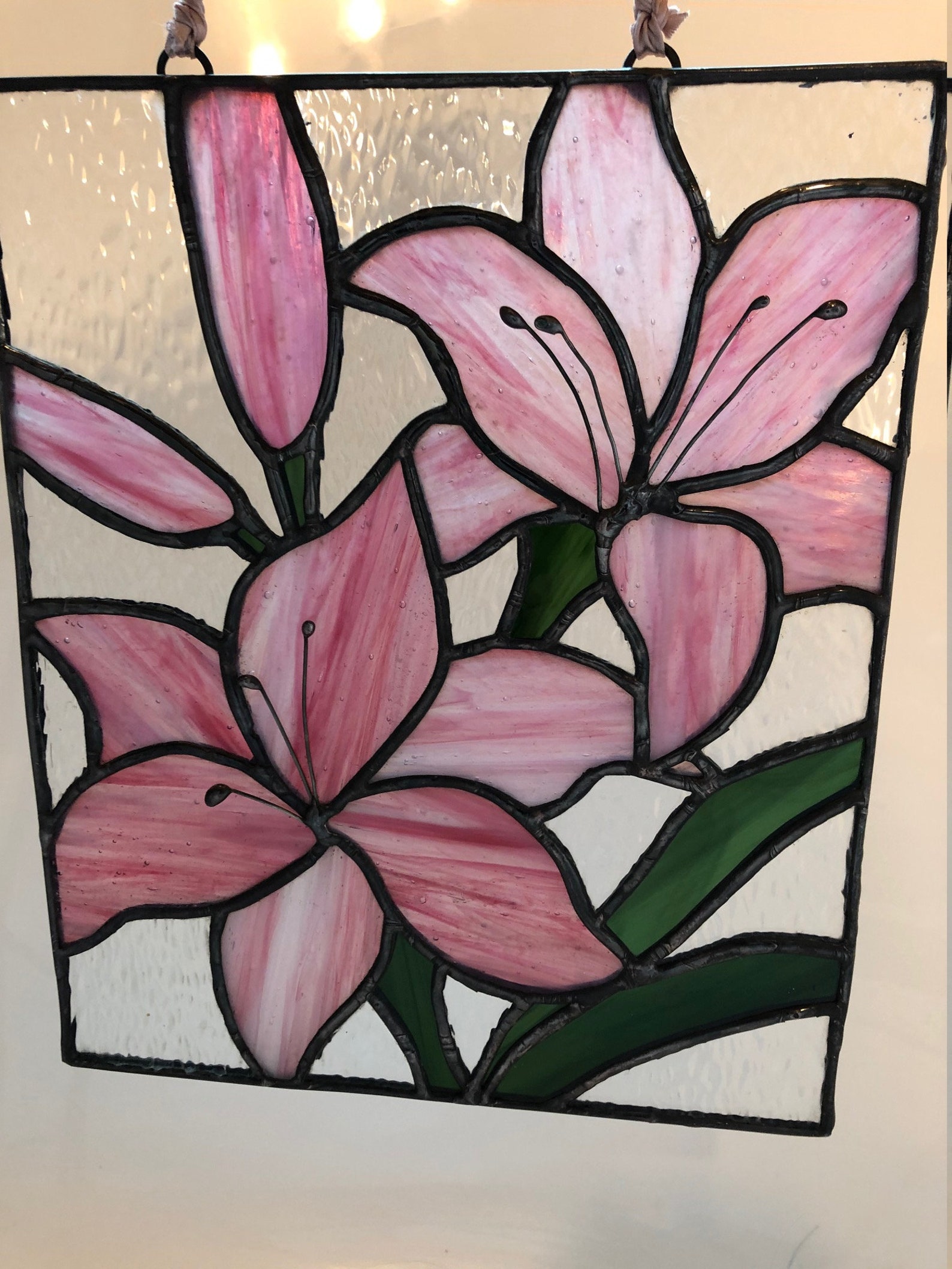 Stained Glass Pattern Lillies, Lilly Flowers, Glass Panel, Window ...