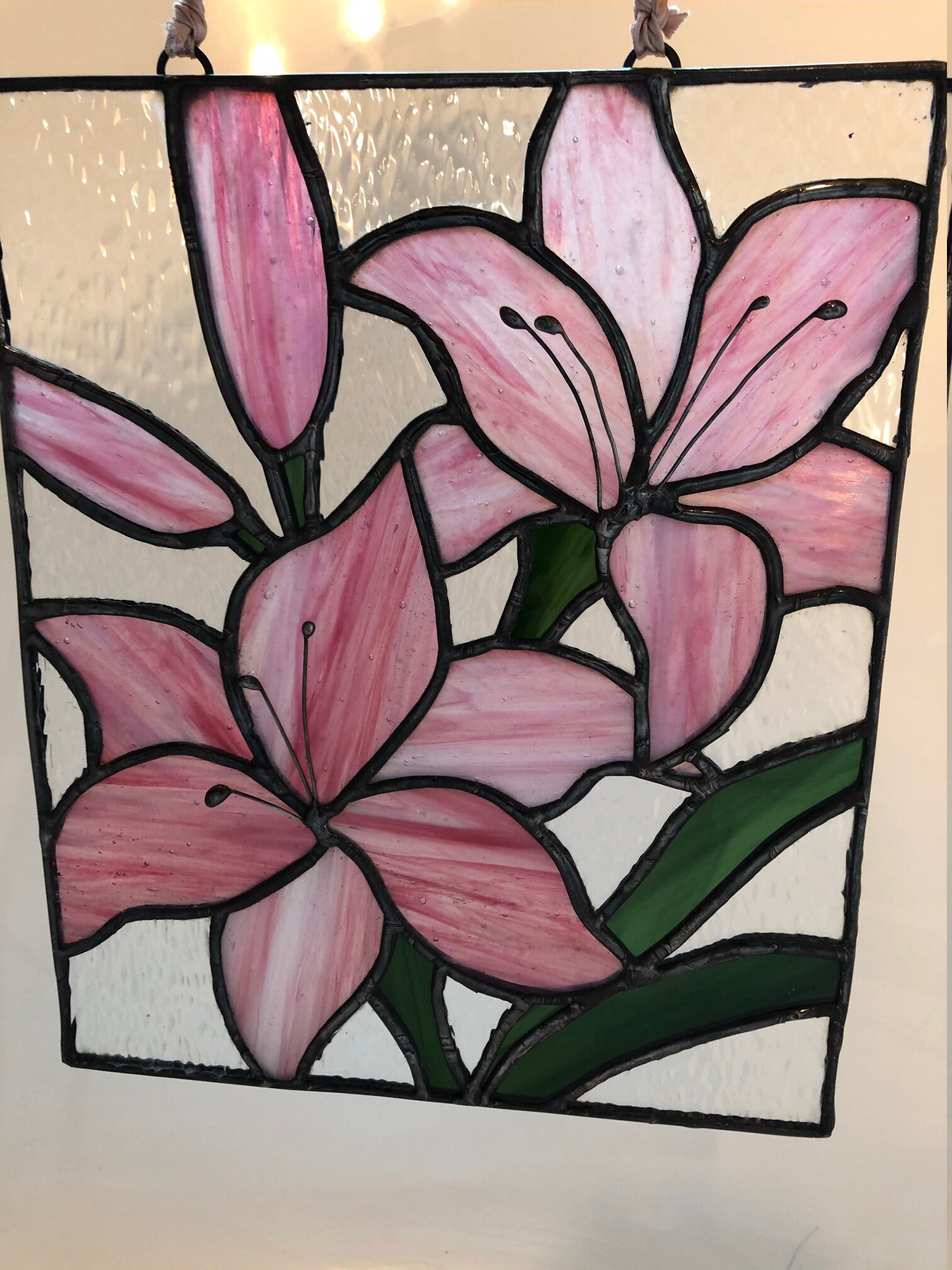 Lilly Stained Glass Pattern - Floral Window Panel DIY (PDF, Jpeg, Png ...