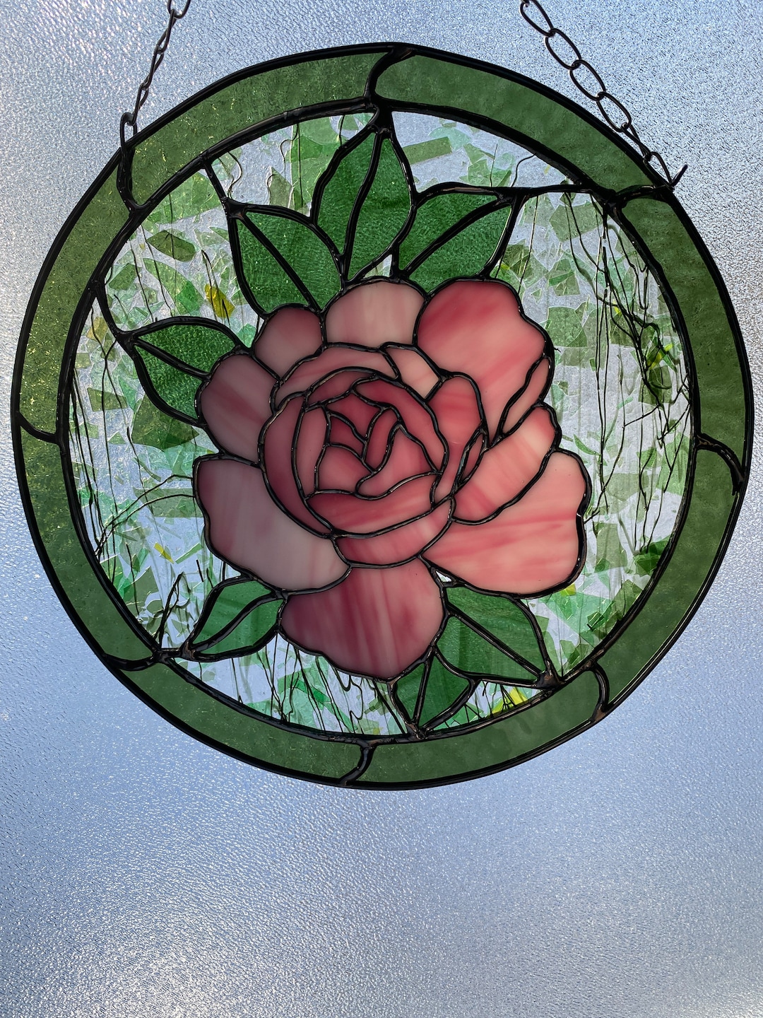 Rose STAINED GLASS PATTERN Mothers Gift , Sweetheart, Stained Glass ...