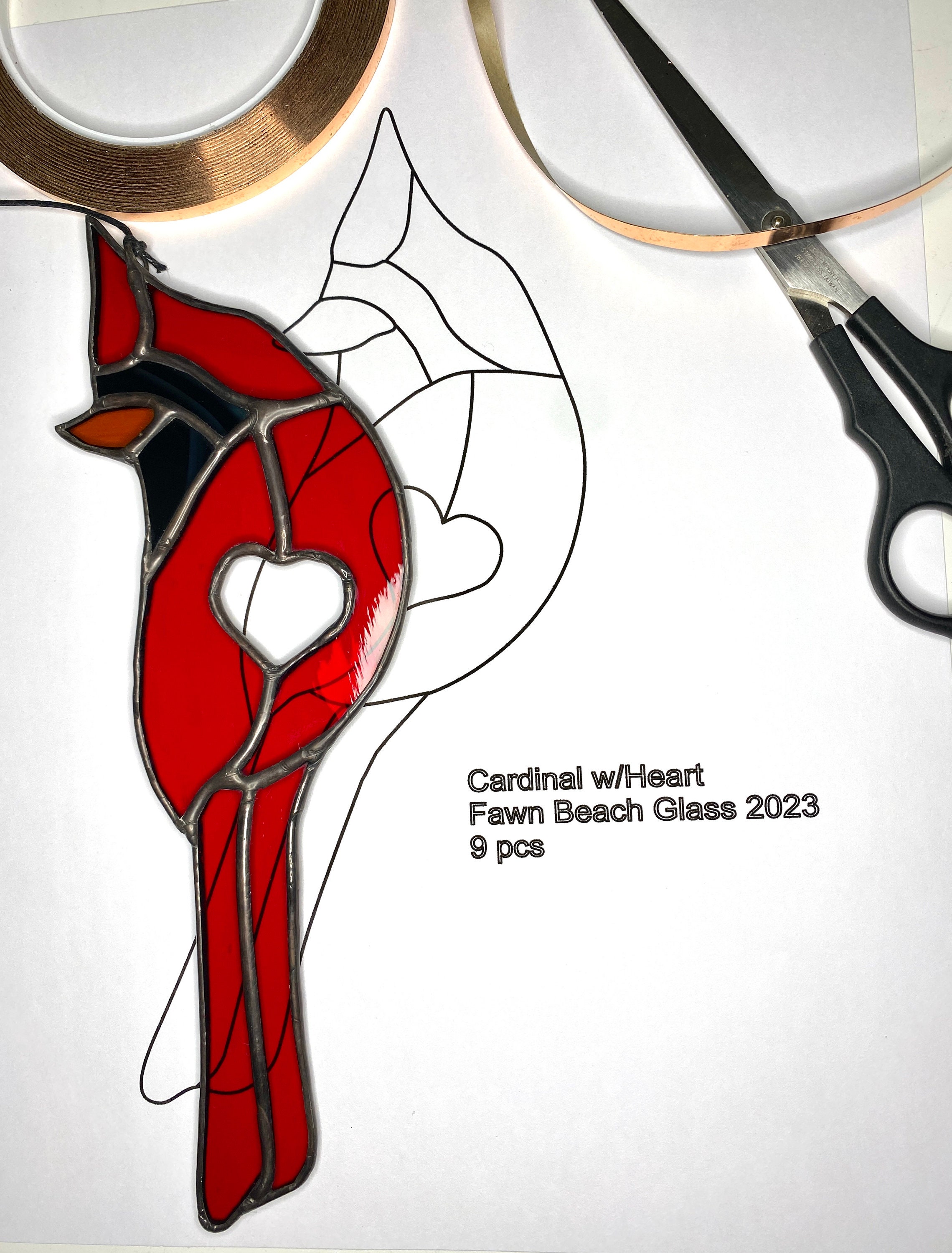 Cardinal, Heart, PATTERN Memorial Cardinal Stained Glass Suncatcher ...