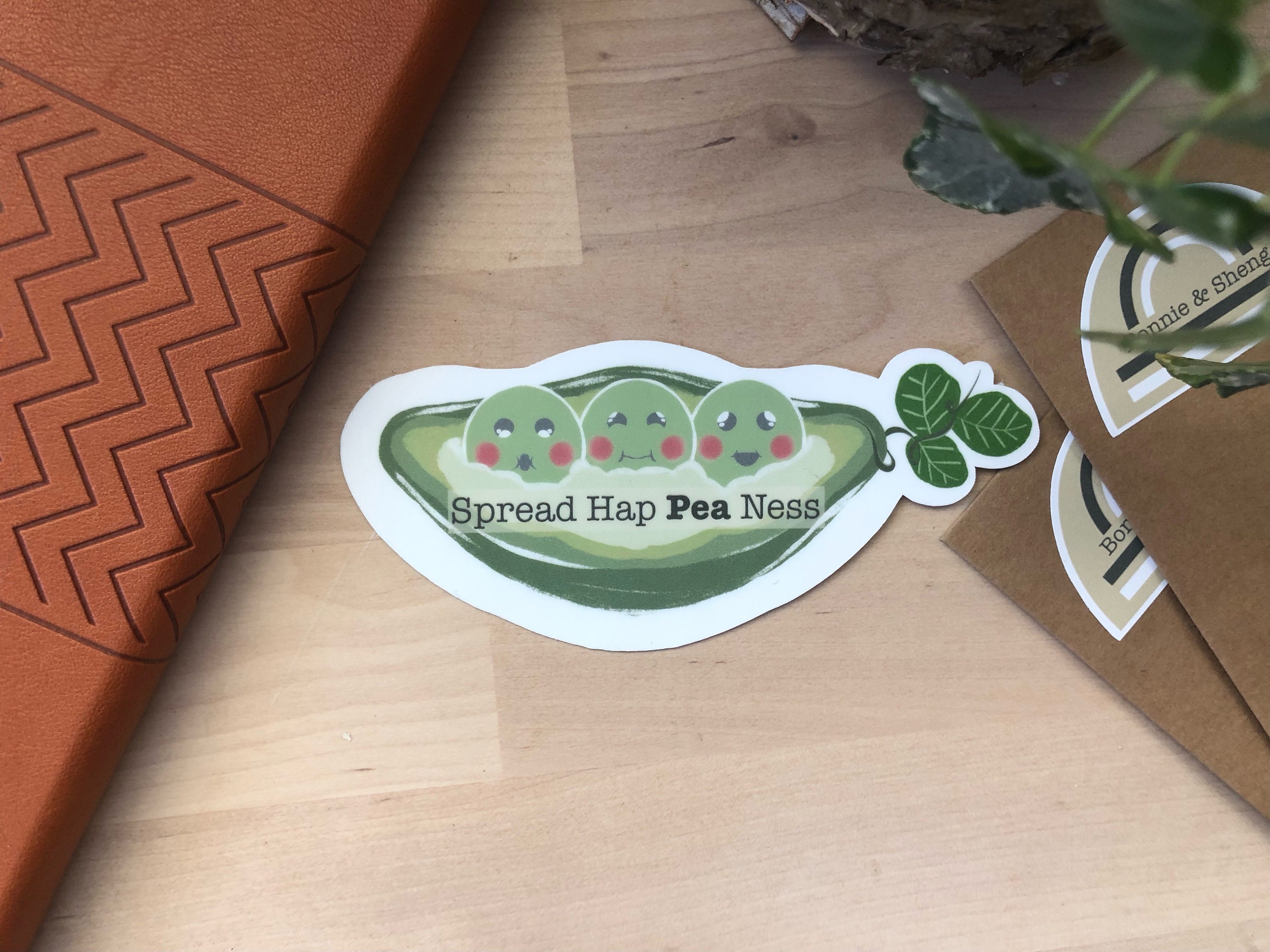 Single Sticker - Spread Hap-pea-ness Sticker, Pea Design, Vegetable ...