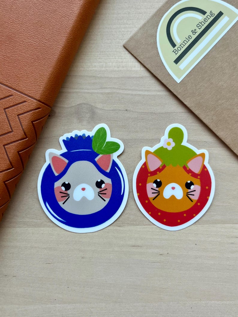 Single Sticker - Cats in Fruit Hats - Etsy