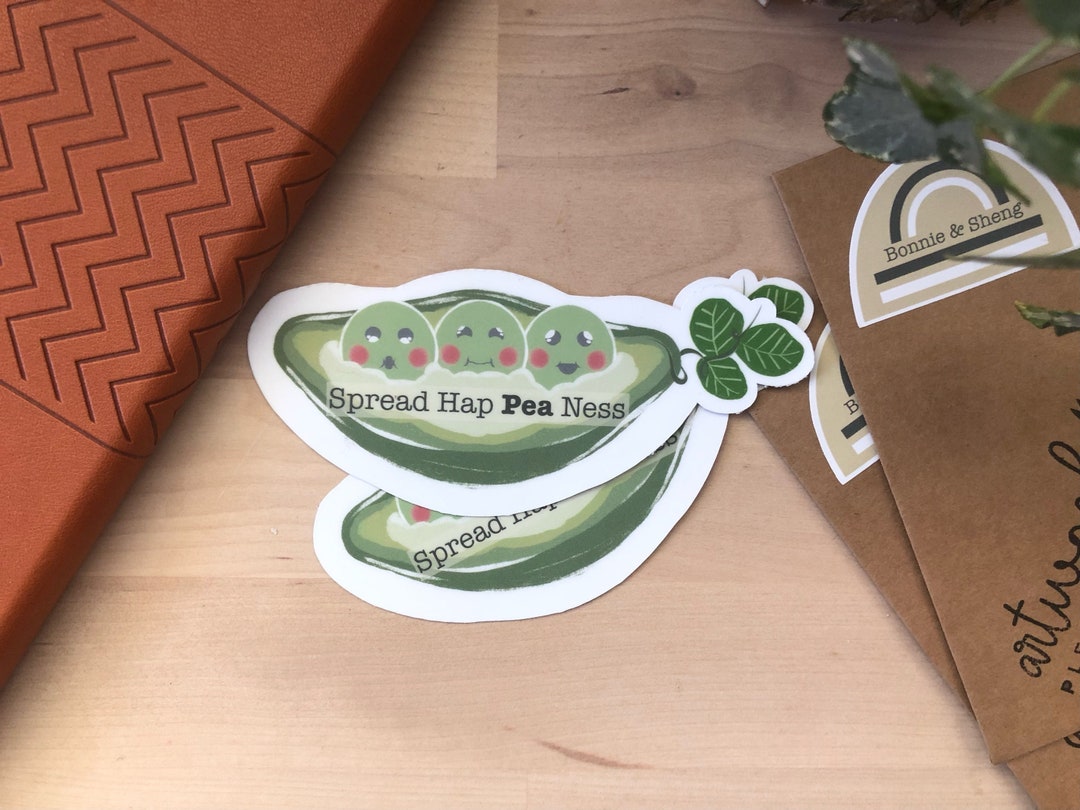 Single Sticker - Spread Hap-pea-ness Sticker, Pea Design, Vegetable ...