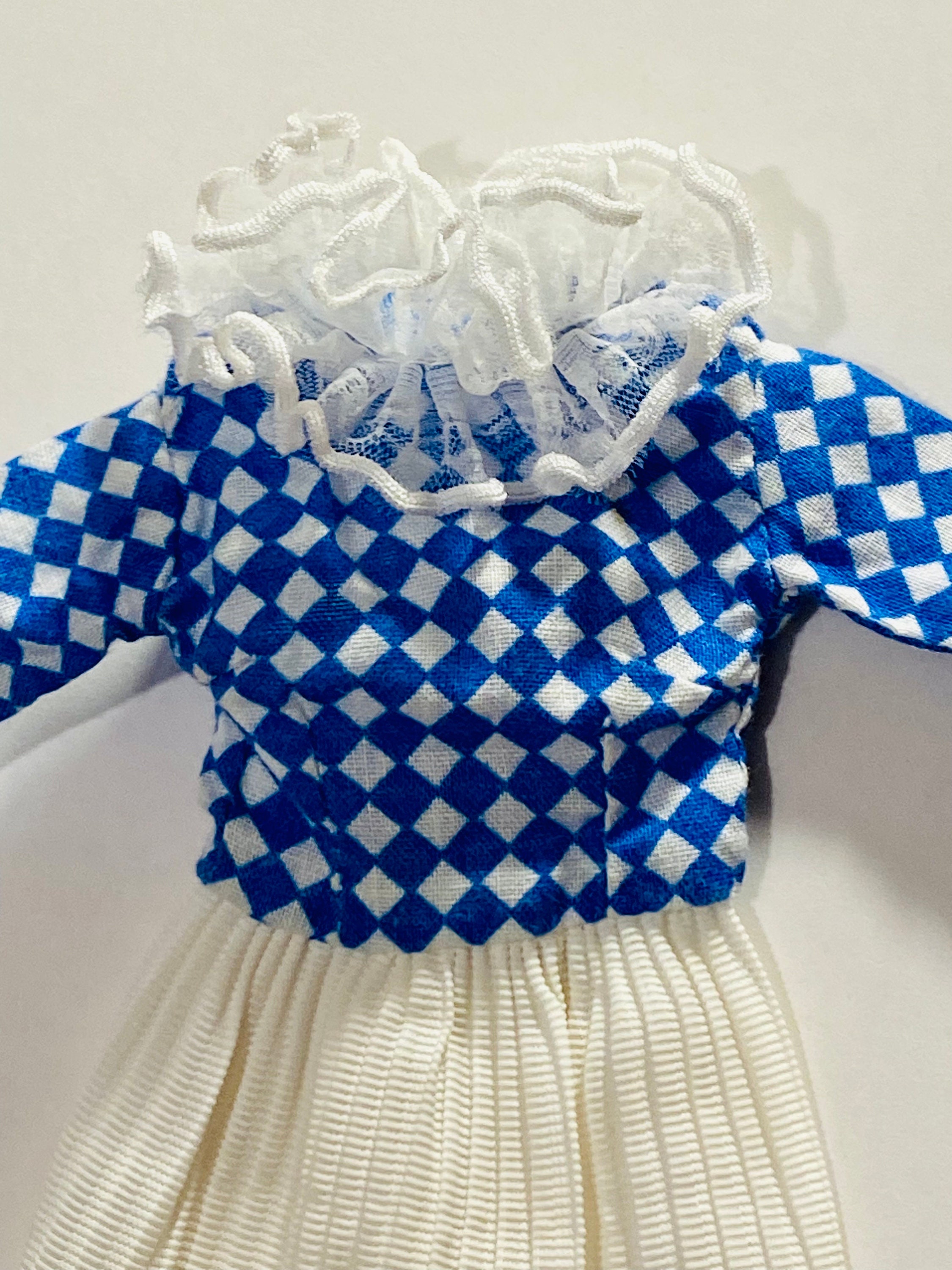 Vintage 1968 Barbie Maddie Mod Blue & White Ruffle Mini Dress Fashion ...