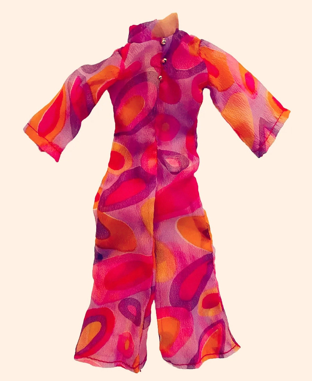 Vintage 1968 Barbie Maddie Mod Chiffon Pajama Pow Pucci Style Jumpsuit ...