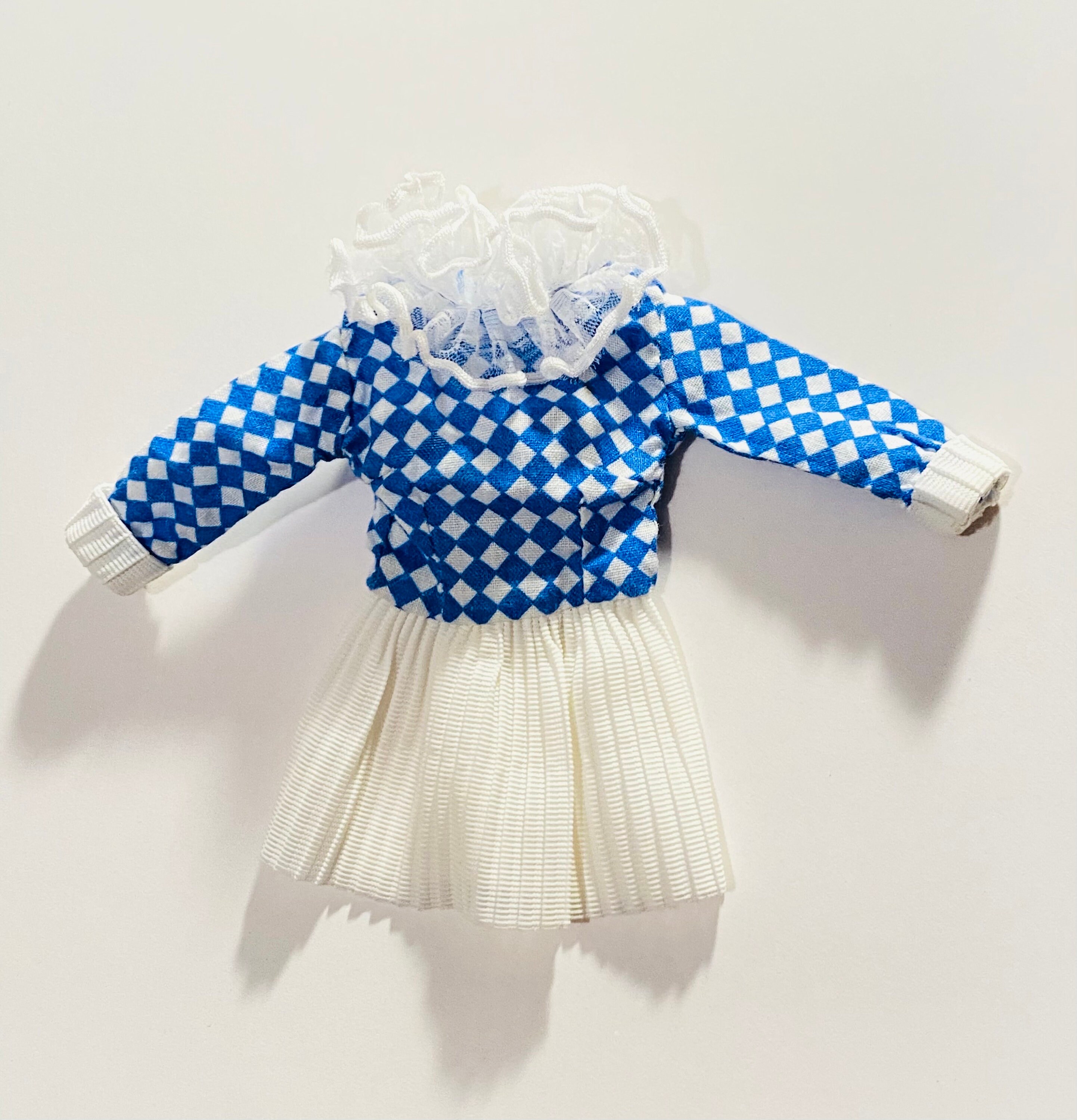 Vintage 1968 Barbie Maddie Mod Blue & White Ruffle Mini Dress Fashion ...
