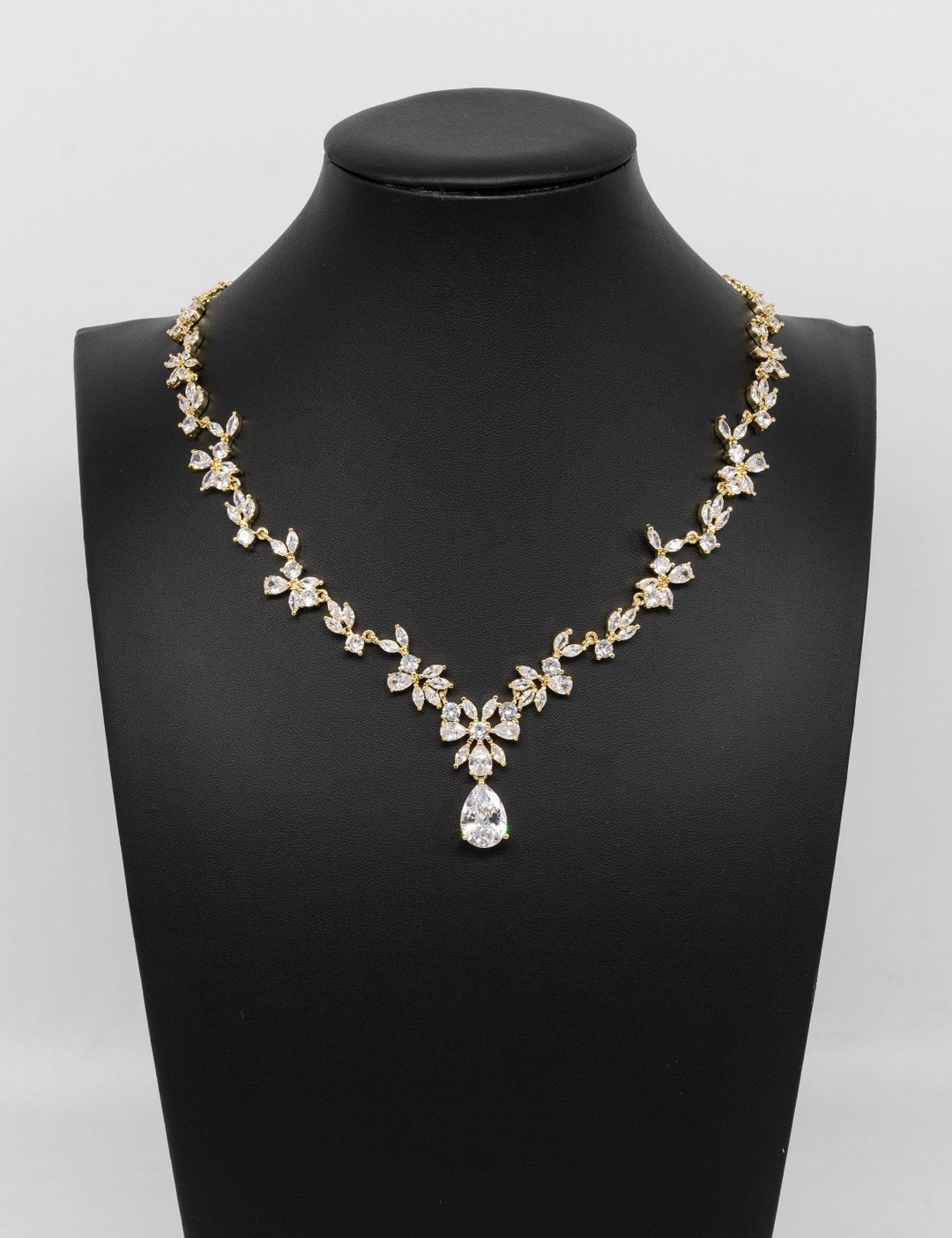 Wedding Necklace for Bride 2024 Wedding Jewelry for Bride Gold Earrings ...