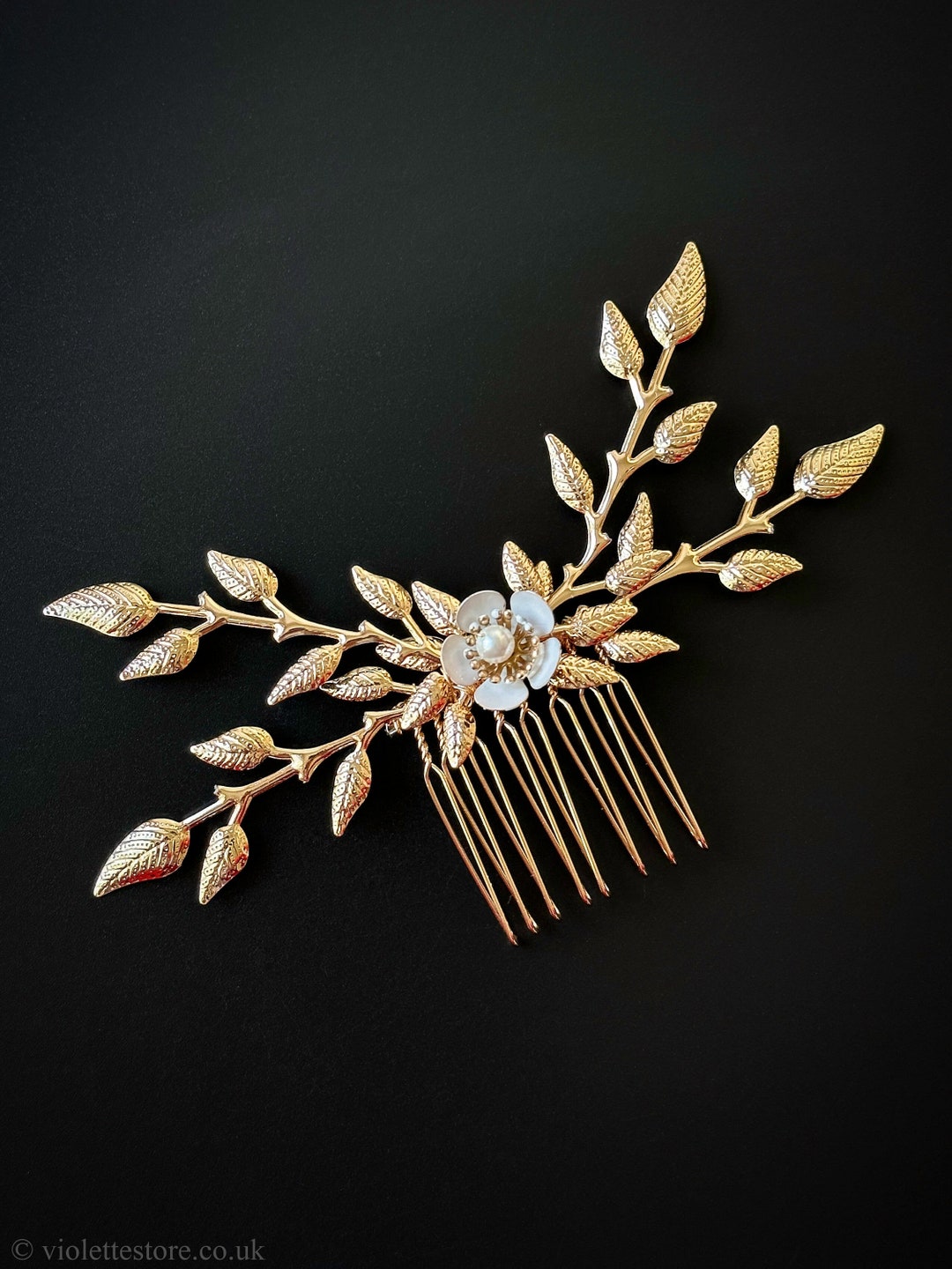 Gold Bridal Hair Comb: Floral Wedding Hair Accessories - Etsy