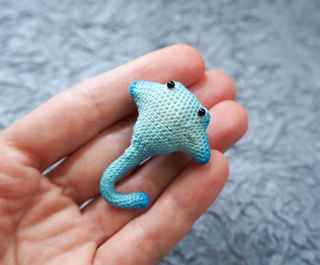 Microcrochet Talisman Brooch / Blue Stingray / Unique Miniature ...