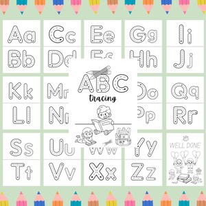 Printable Kids ABC Tracing Cards, Digital Download for Alphabet ...