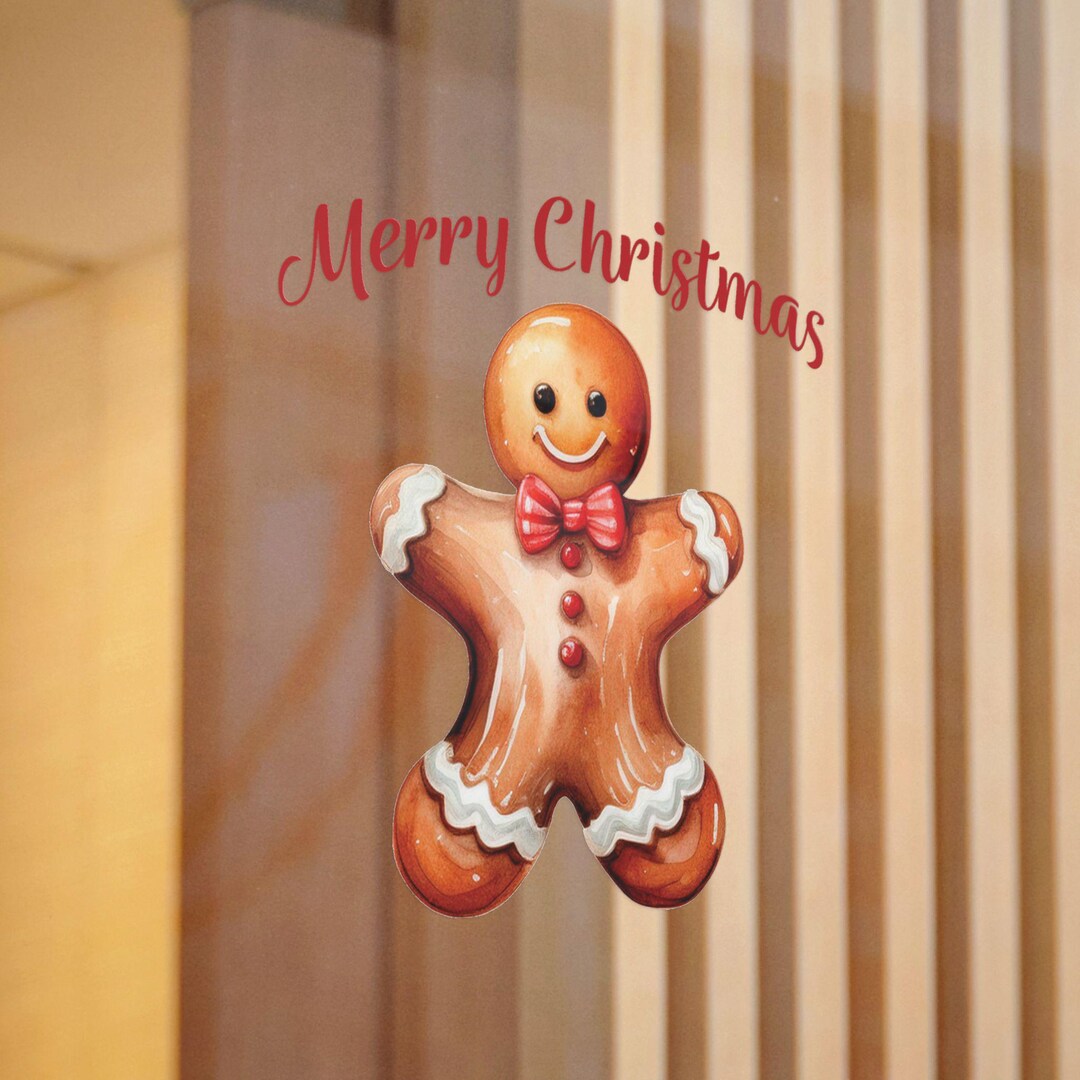 Gingerbread Man Window Sticker, Holiday Window Decal, Christmas Decor ...