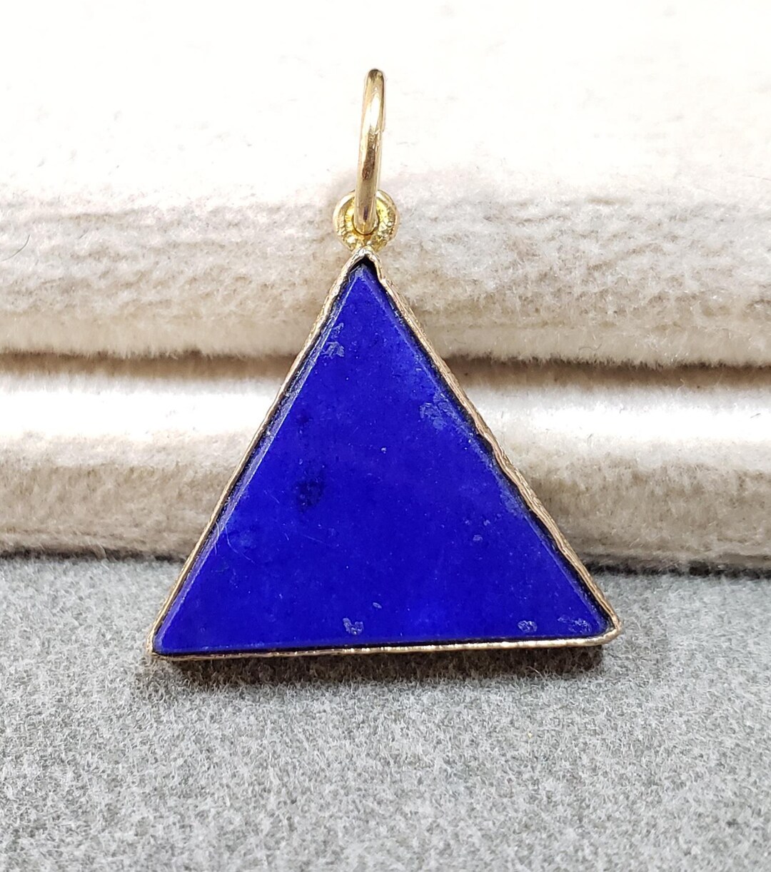 Triangle Shape Natural Lapis 14k Gold Pendant, Gold Jewelry, Bezel ...