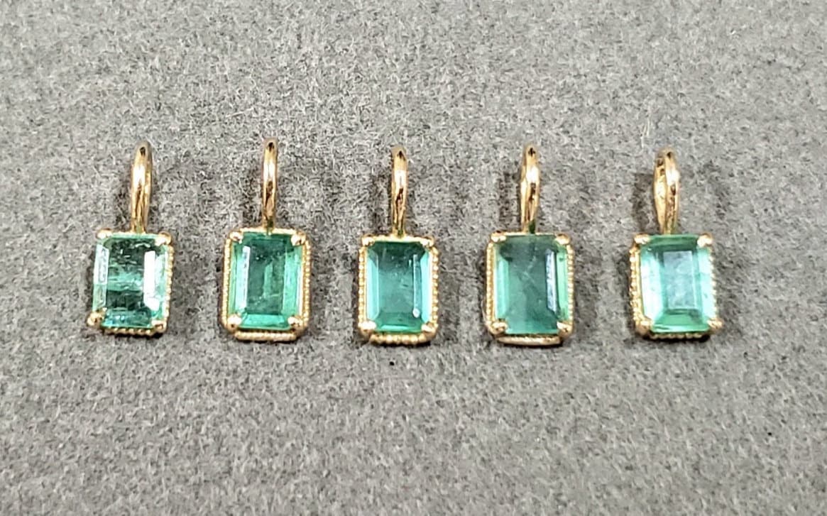 14k Gold Zambian Emerald Charm Rectangle Shape DIY Findings - Etsy