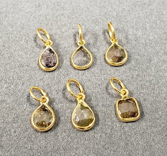 18k Gold Rustic Diamond Pendant Necklace Pendant Gold - Etsy