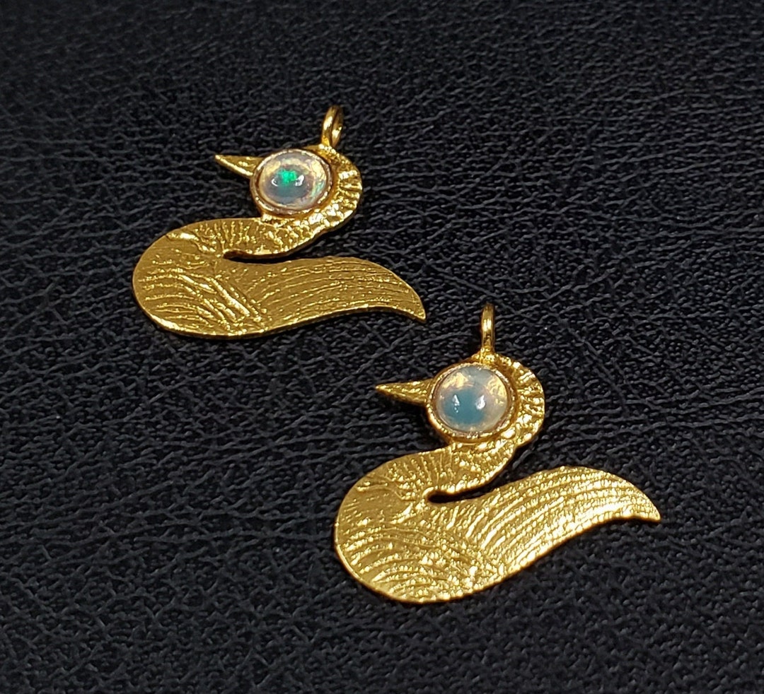 Gold Vermeil Duck Shape Ethiopian Opal Charms, Silver Jewelry, Multi ...