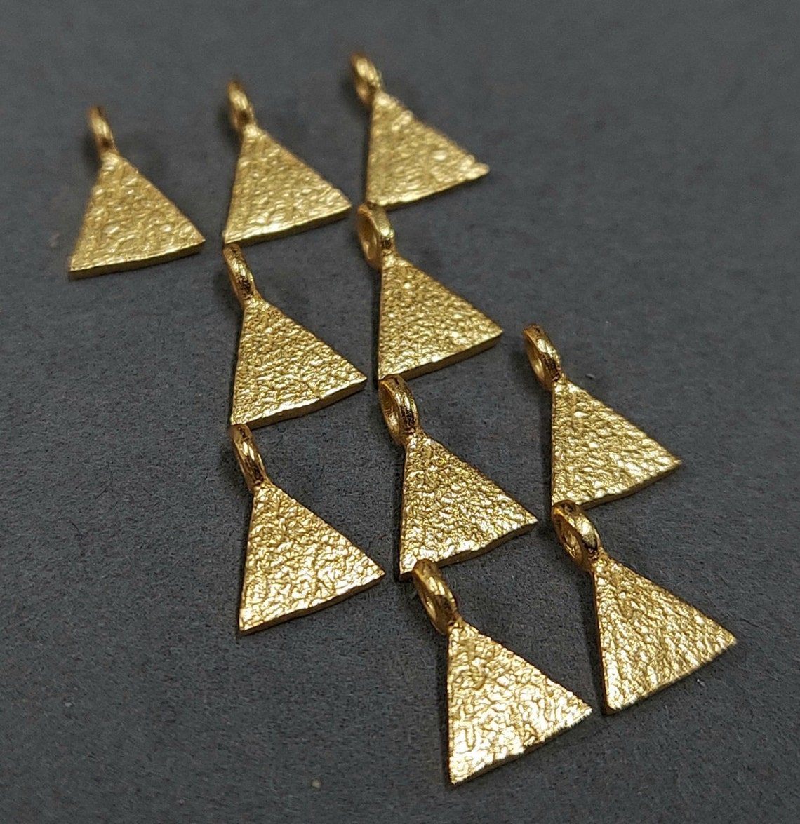 Hammered Triangle Charm Silver Findings Gold Vermeil Charms | Etsy