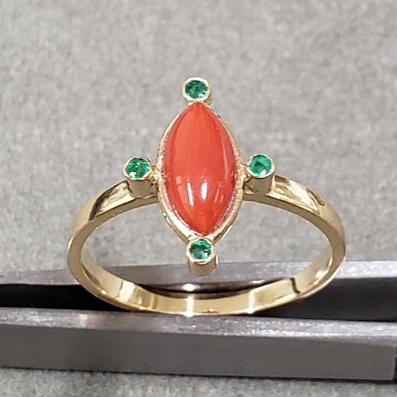 Red Coral Ring Women - Etsy