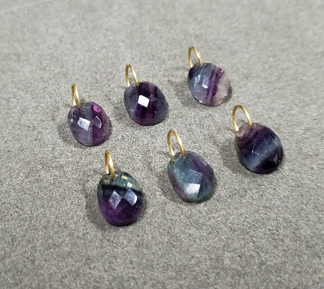 18k Gold Fluorite Pendant: Drilled Oval Gemstone - Etsy