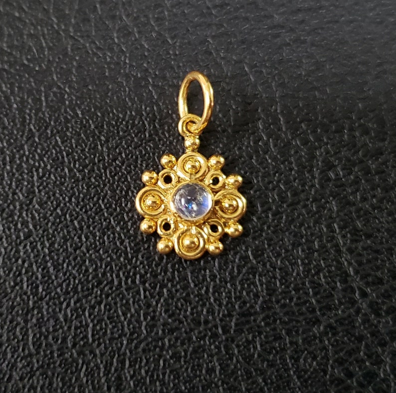Gold Vermeil Rainbow Moonstone Filigree Pendant: Handmade Gemstone ...