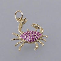 Gold Crab Necklace • 14K Gold Crab Charm Necklace • Solid Gold Cute ...