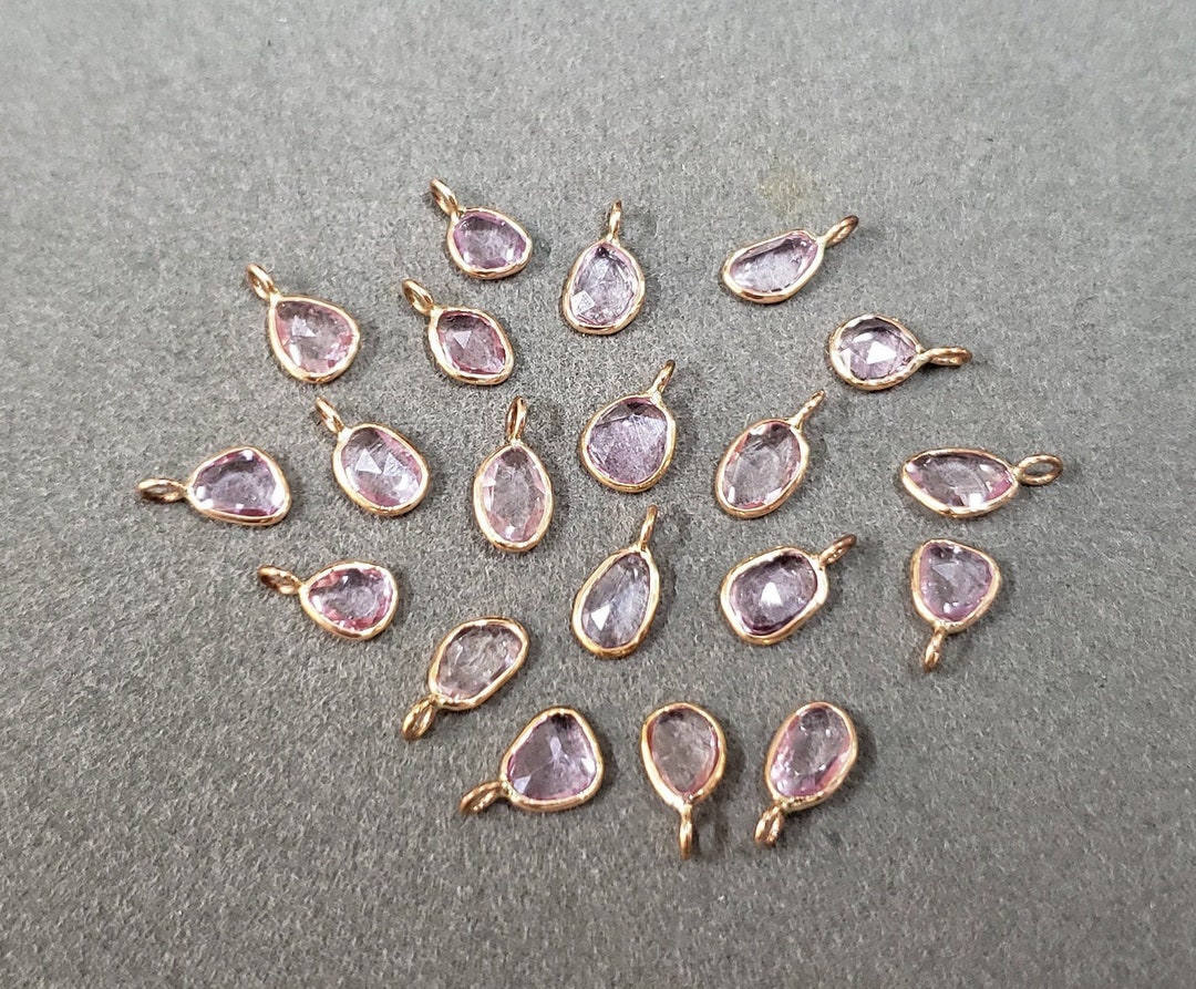 18k Rose Gold Pink Sapphire Charms: Unshaped, Dainty, for Jewelry ...
