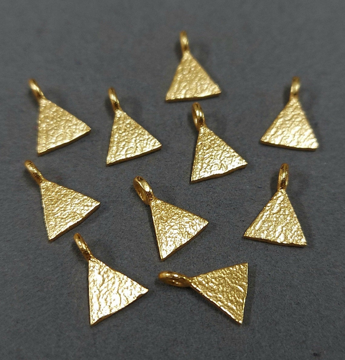 Hammered Triangle Charm Silver Findings Gold Vermeil Charms | Etsy