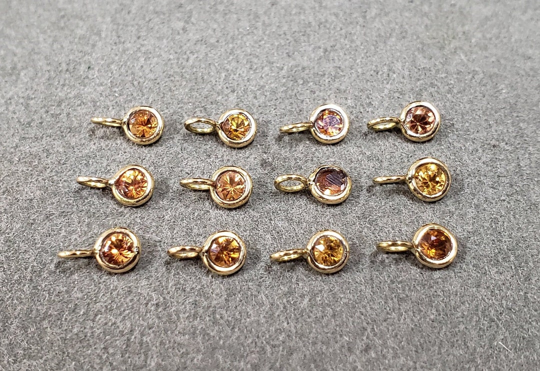 18k Gold Yellow Sapphire Charm: Handmade Dainty Jewelry (2.50 Mm) - Etsy